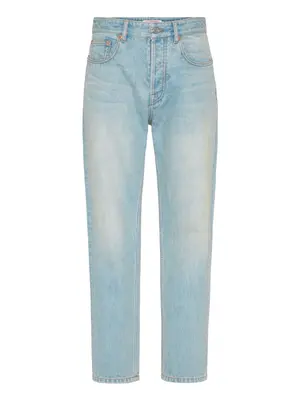 Valentino Garavani Vlogo Signature Embossed Tapered Jeans - Blue