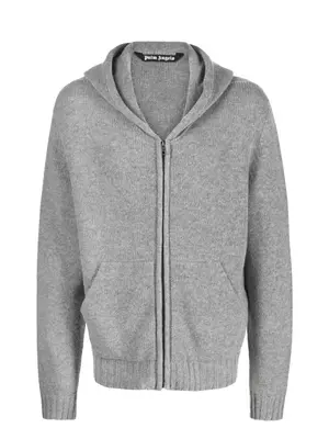 PALM ANGELS Curved-logo Zip-up Hoodie