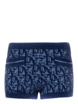 Palm Angels Monogram-jacquard Knitted Shorts - Blue