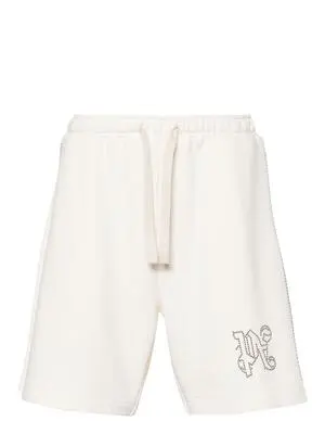 Palm Angels Monogram-appliquéd Track Shorts - Neutrals