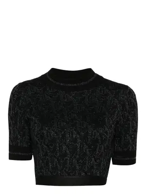 Palm Angels Monogram-jacquard Knitted Top - Black