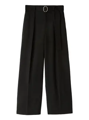 JIL SANDER Belted Wide-leg Wool Trousers - Black