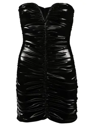 NISSA Faux-leather Mini Dress - Black