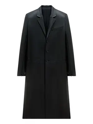 COURREGES Leather Tailored Coat With Zip Sleeves - Black