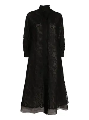 Shiatzy Chen Lace Pleated Single-breasted Coat - Black