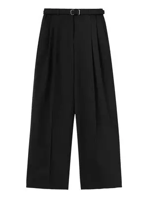 JIL SANDER Belted Wool Trousers - Black