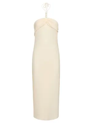 Magda Butrym MAGDA BUTRYM Embellished Jersey Midi Halter Dress Ivory