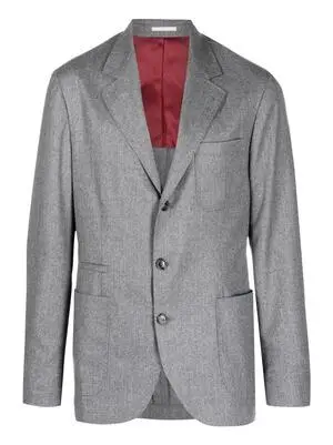 Brunello Cucinelli Single-breasted Wool Blazer - Grey
