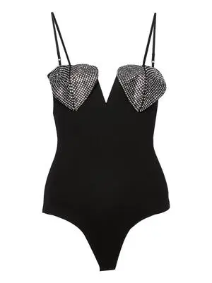 NISSA Crystal-embellished Bodysuit - Black
