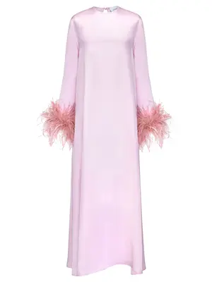 Sleeper Sleeper Suzi Detachable Feather-Cuffs Maxi Dress Pink