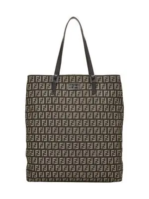 Fendi Zucca Canvas Selleria Vertical Tote Bag - Brown