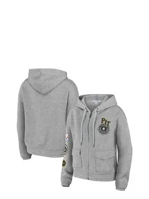 WEAR BY ERIN ANDREWS Pittsburgh Steelers Full-zip Hoodie - Heather Gray
