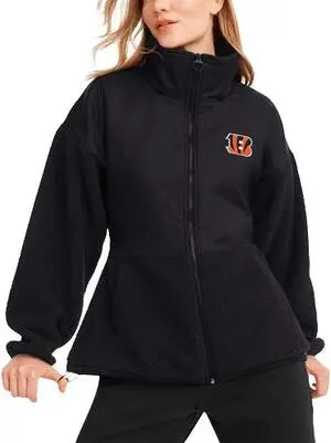 Dkny Cincinnati Bengals Drew Mixed Media Full-zip Jacket - Black