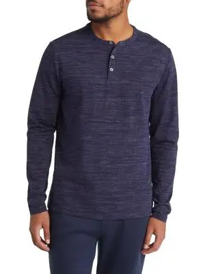 Robert Barakett Laslow Long Sleeve Slub Jersey Henley - Navy