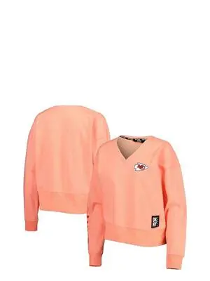 Dkny Las Vegas Raiders Lily V-neck Pullover Sweatshirt - Coral