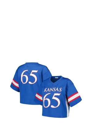 ESTABLISHED & CO. Kansas Jayhawks #65 Cropped Football Jersey - Royal