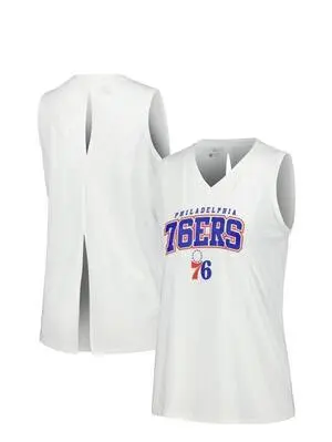 LEVELWEAR Philadelphia 76ers Paisley Peekaboo Tank Top - White