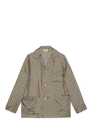 Gucci Gg Printed Silk Shirt - Beige