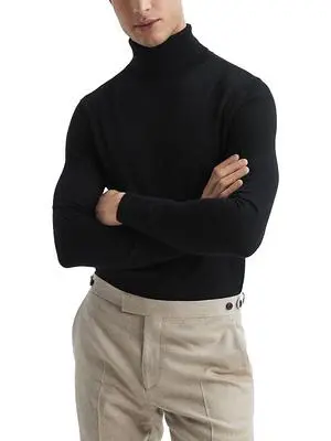 REISS Caine Wool Roll Neck Sweater Black