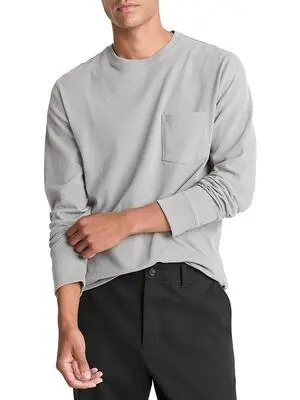 Vince Long Sleeve Crewneck Pocket Tee - Heather Mouse
