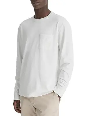 Vince Long Sleeve Crewneck Pocket Tee - Off White