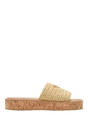 Prada Prada Raffia Flatform Slide Sandals Naturale