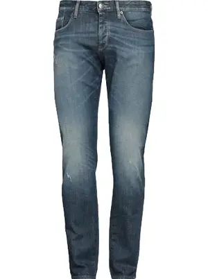Armani Exchange Straight-leg Jeans With Leather Trims - Blue