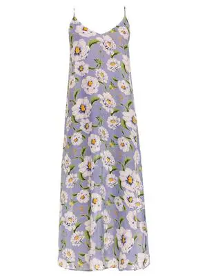 THE LAZY POET Frida Linen Floral Maxi Dress - Blue