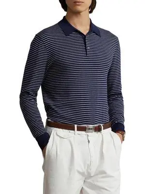POLO RALPH LAUREN Stripe Knit Long-sleeve Polo Shirt