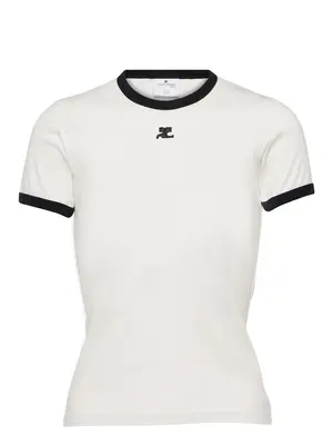 COURREGES Courrèges Logo Cotton Jersey T-shirt - White