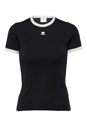 COURREGES Courrèges Logo Cotton Jersey T-shirt - Black