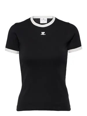 COURREGES Logo Cotton Jersey T-shirt - Black