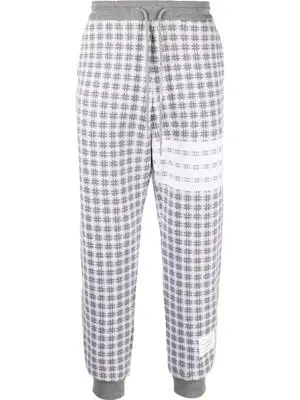 Thom Browne Checked Jacquard Track Pants - Grey