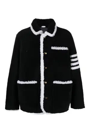 Thom Browne 4-bar Stripe Shearling Jacket - Blue