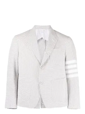 Thom Browne Striped Single-breasted Blazer - Grey