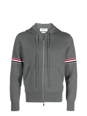 Thom Browne Striped Zip-up Hoodie - Grey