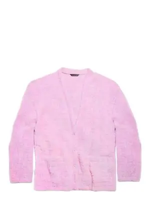 Balenciaga Logo-jacquard Faux-fur Cardigan - Pink