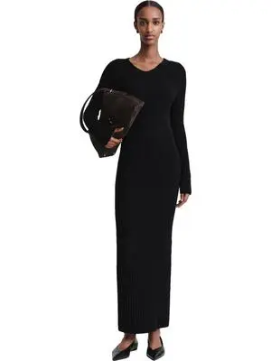 TOTEME Ribbed Merino Blend Dress Black