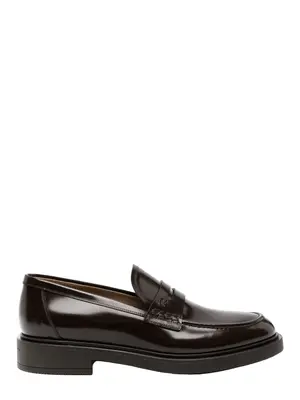 GIANVITO ROSSI Harris Debossed-logo Leather Loafers - Brown