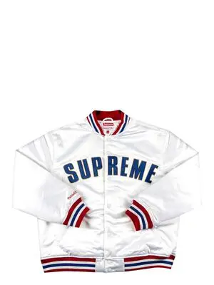 Supreme Supreme X Mitchell & Ness Satin Varsity Jacket White