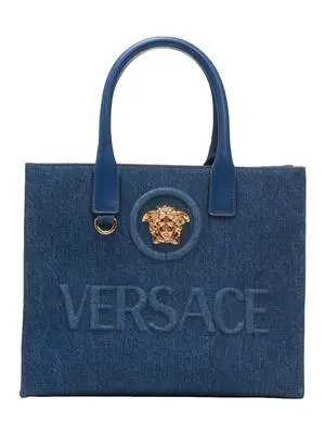 Versace La Medusa Denim Tote - Navy/versace Gold