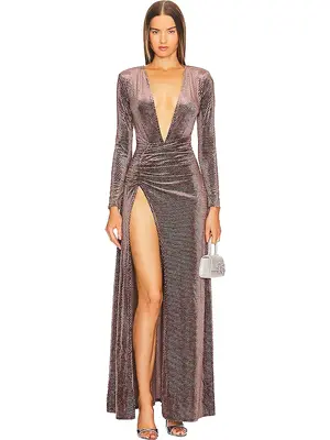 MICHAEL COSTELLO X Sheana Gown - Dark Taupe