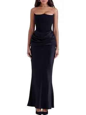 HOUSE OF CB HOUSE OF CB Persephone Strapless Satin Corset Cocktail Dress