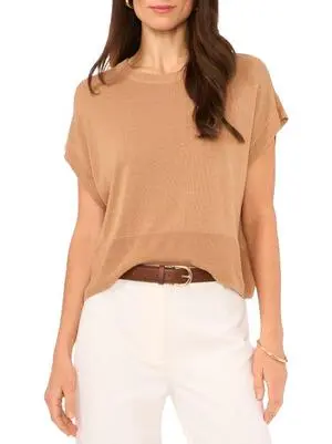 Vince Camuto Short Sleeve Crewneck Sweater - Pecan