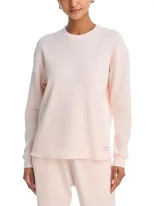 Alexander Wang Crewneck Long Sleeve Waffle Knit Top - Pearl Pink