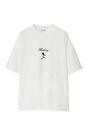 Burberry Burberry Rose Motif Cotton T-Shirt Rain