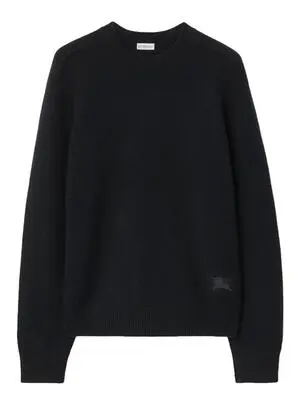 Burberry Cashmere Crew Neck Sweater With Equestrian Knight Design - Black