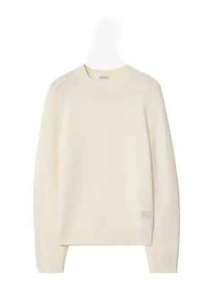 Burberry Cashmere Crew Neck Sweater With Equestrian Knight Design - Ceramic White