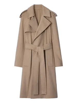 Burberry Cashmere Wrap Coat Flax
