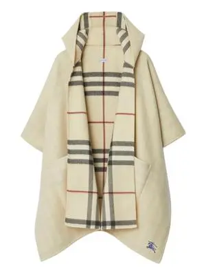 Burberry Ekd Cashmere Hooded Cape - Beige